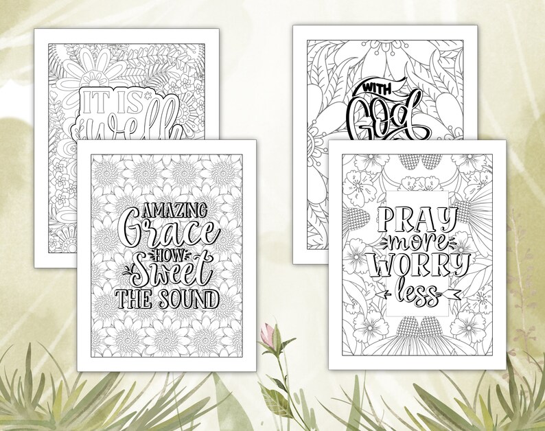 15 Faith and Flowers Colouring Pages for Adults, Teens, Religious ...
