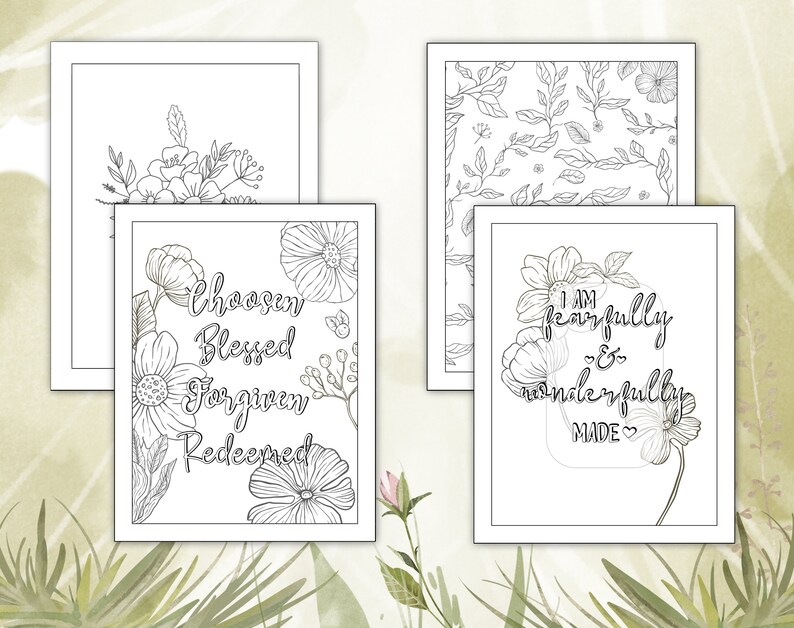 15 Faith and Nature Colouring Pages for Adults, Teens, Religious Quotes ...