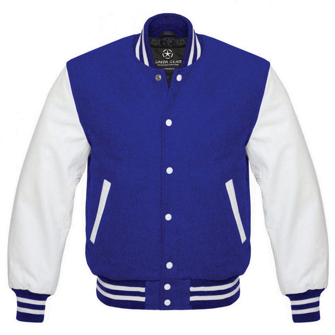 Custom Royal Blue Letterman Jacket Men Custom Chenille Embroidery Patch ...