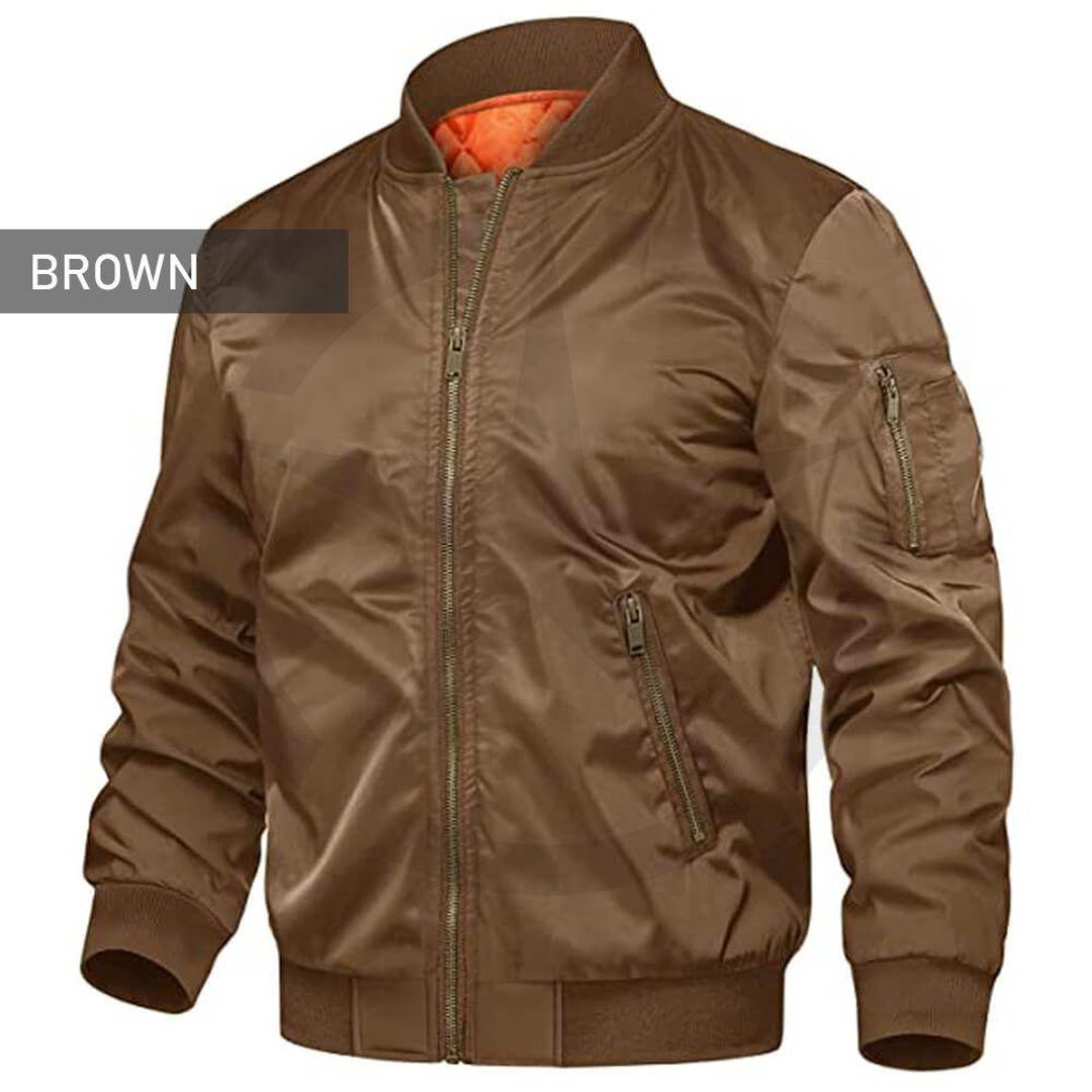 Brown Bomber Jacket for MEN & WOMEN Zipper Closure Available With ...