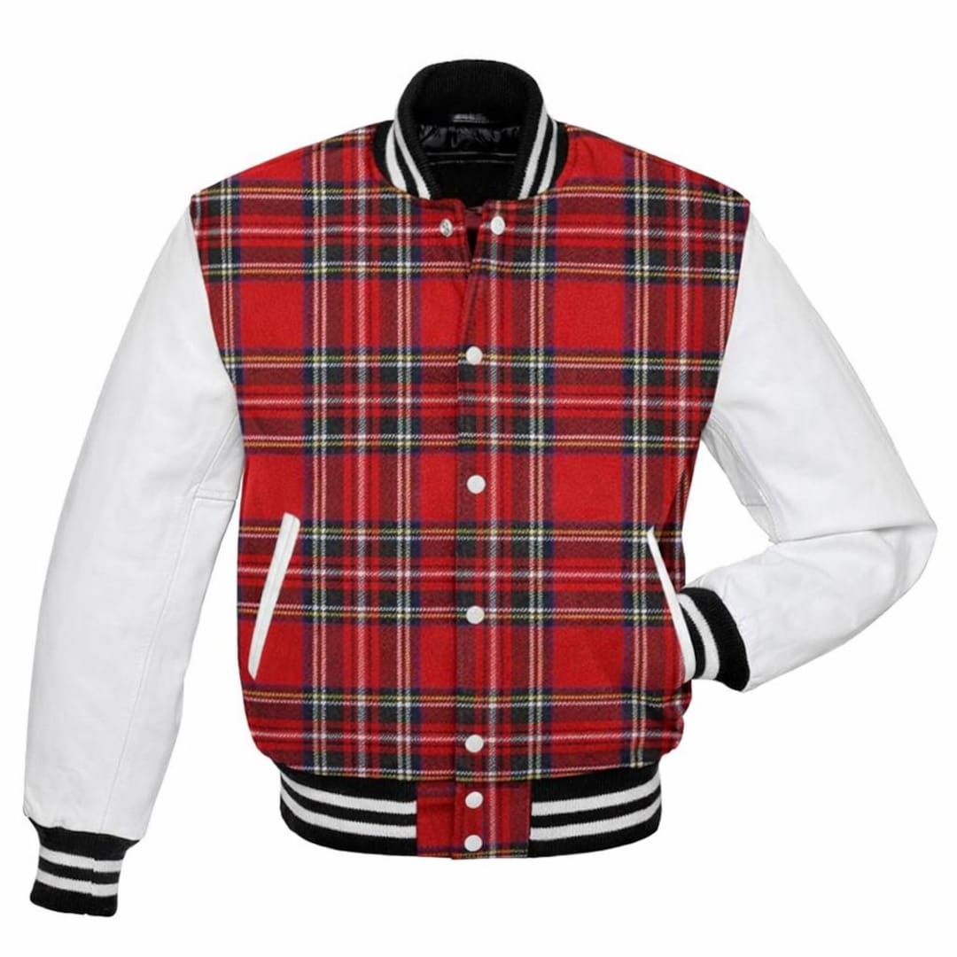 Custom Tartan Varsity Jacket for Men Check Plaid Letterman Scottish ...