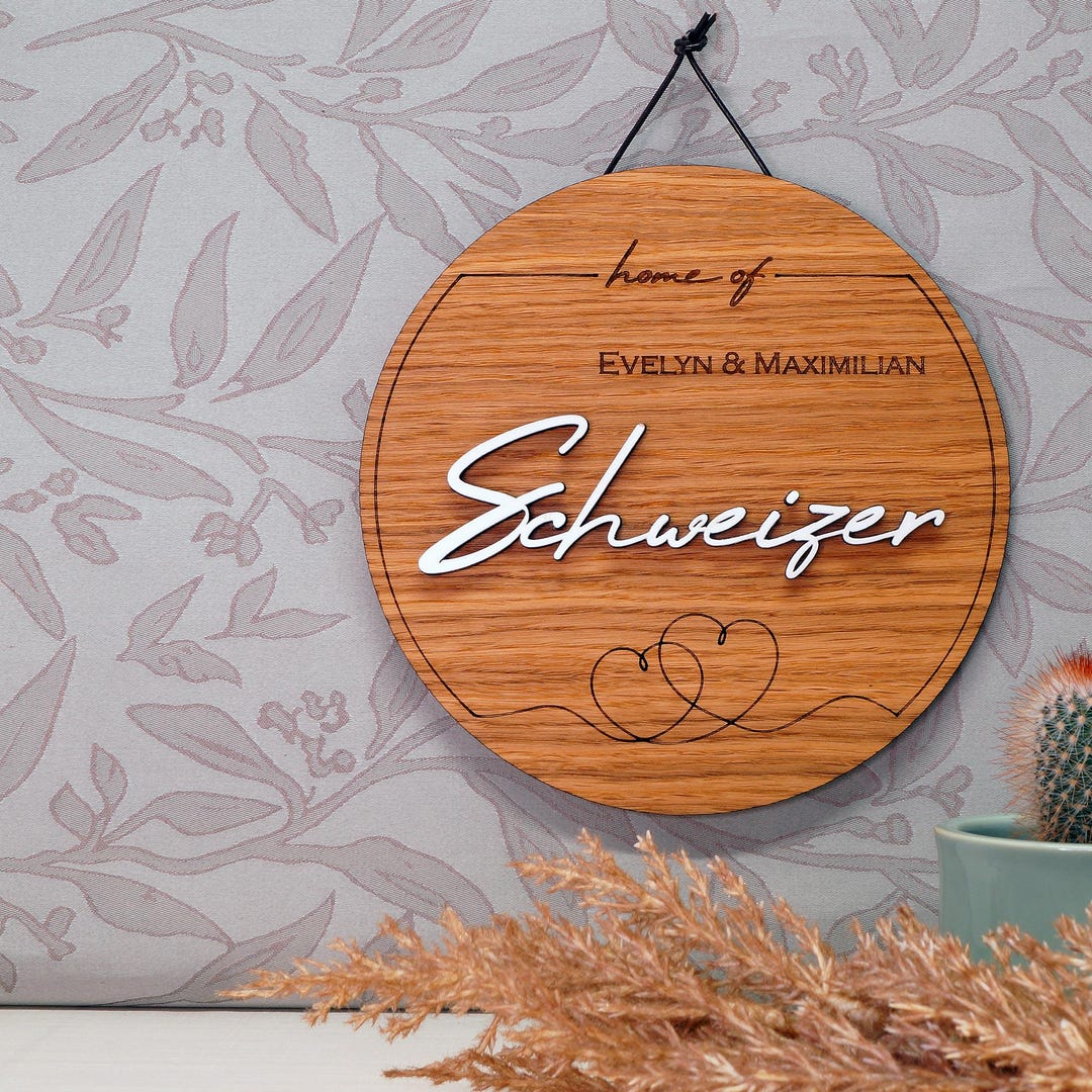 Personalized Wooden Door Sign – Round Family Plaque With Custom Text ...