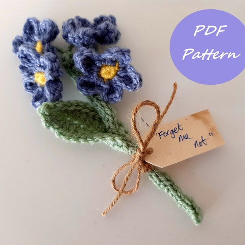 Crochet Blue Forget-me-not Handmade Knitted Flowers Knitted - Etsy