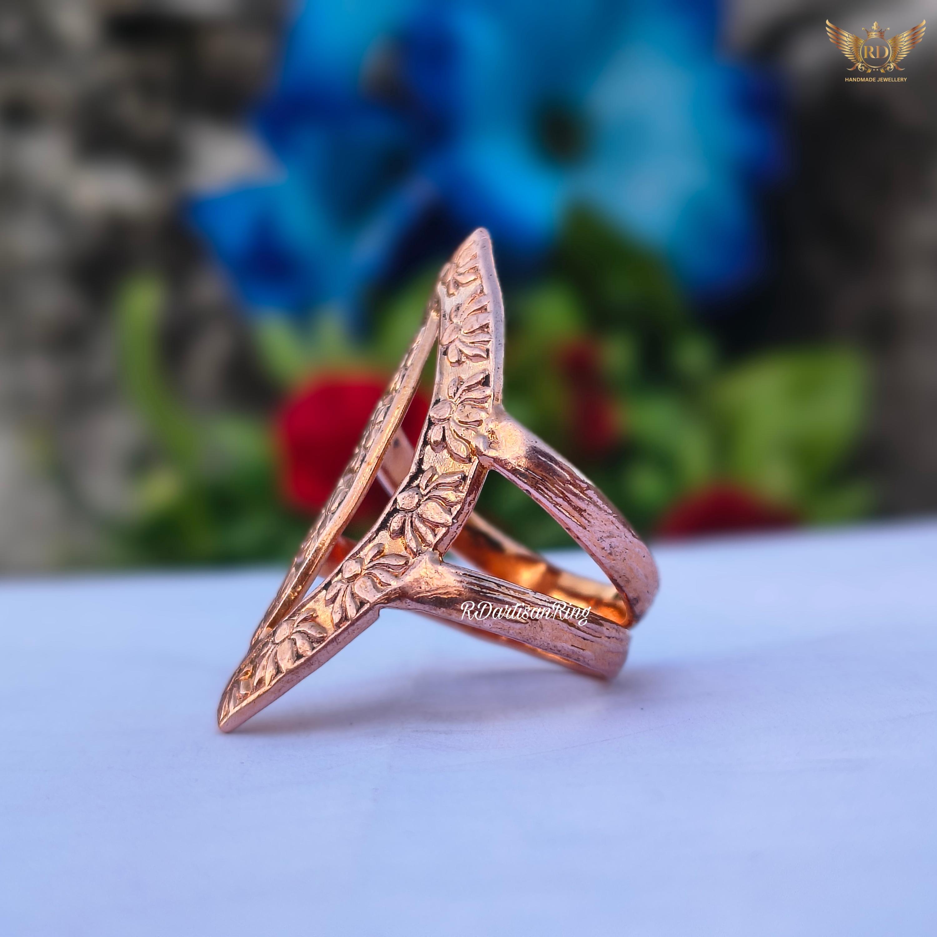 Handmade Hammered Copper Lotus Flower Ring: Minimalist Thumb Jewelry - Etsy