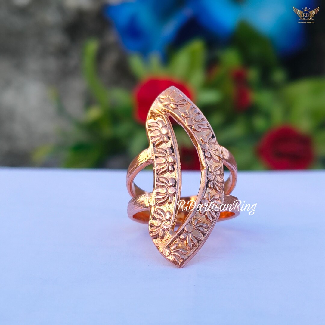Handmade Hammered Copper Lotus Flower Ring: Minimalist Thumb Jewelry - Etsy