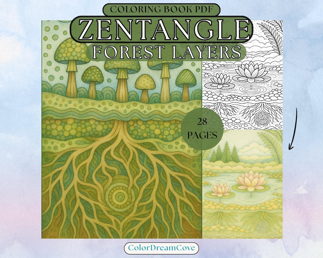 Zentangle Forest Layers Coloring Book for Adults – Relaxing Abstract ...