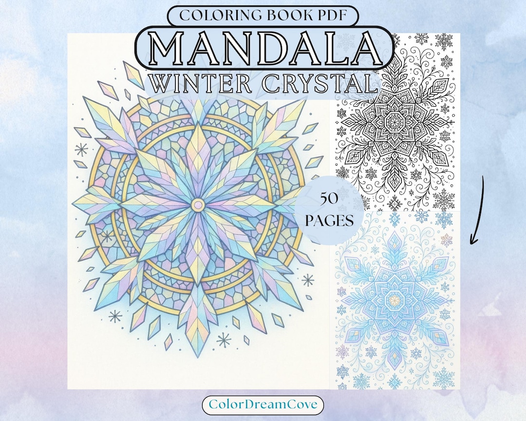 Winter Mandala Coloring Book – Snowflake Crystal Designs (PDF, 50 Pages ...