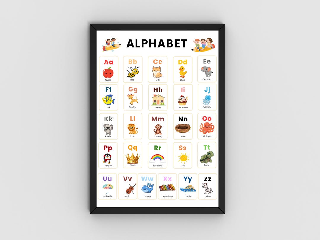 Colorful Alphabet Poster – ABC Wall Art for Nursery & Classroom - Etsy UK