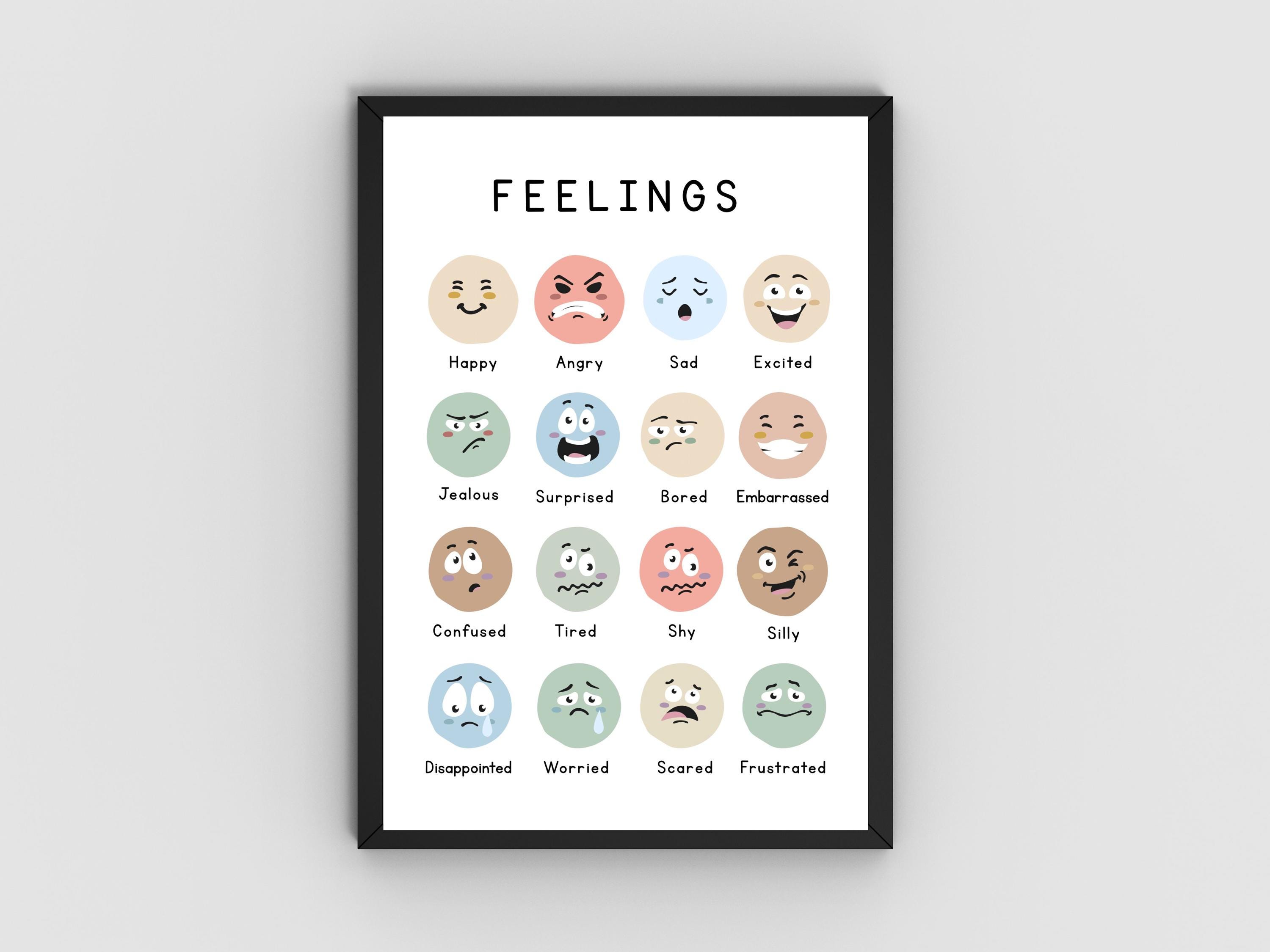 Feelings Chart Poster for Kids: Social Emotional Learning (digital ...