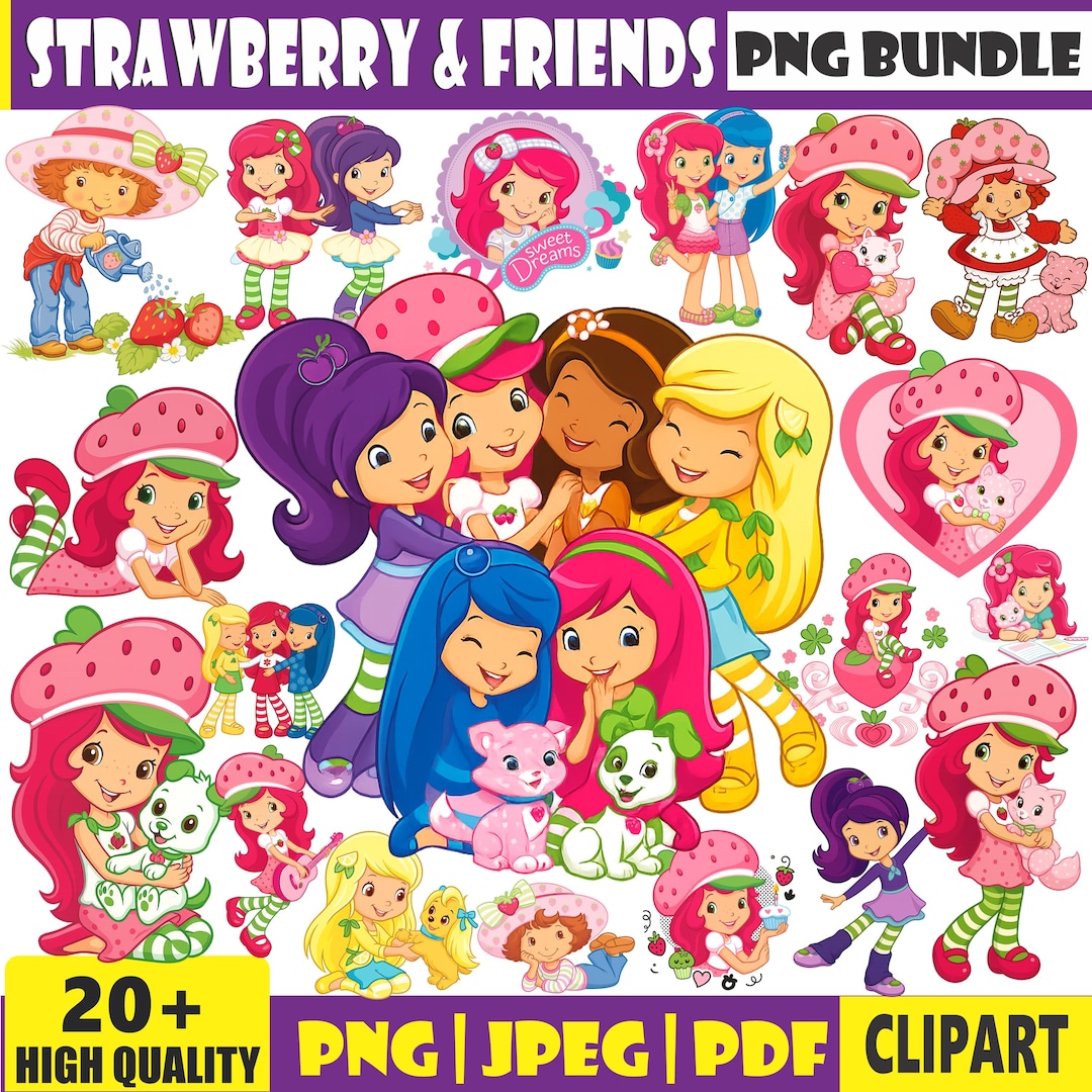 Strawberry and Friends Cartoon PNG Clipart Bundle (digital Download) - Etsy