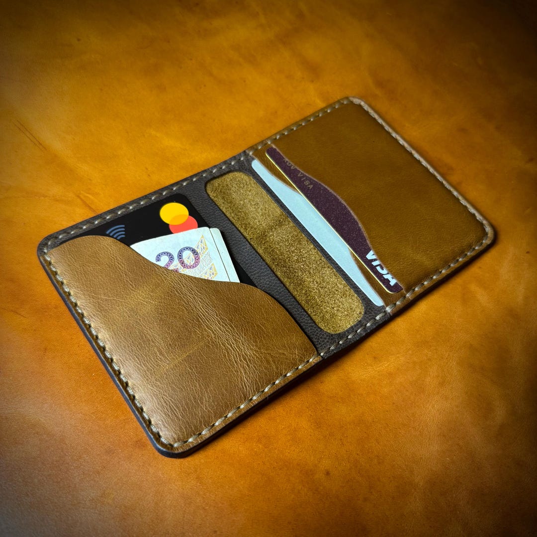 Handmade Slim Leather Wallet – Crazy Horse Bifold Card Holder ...