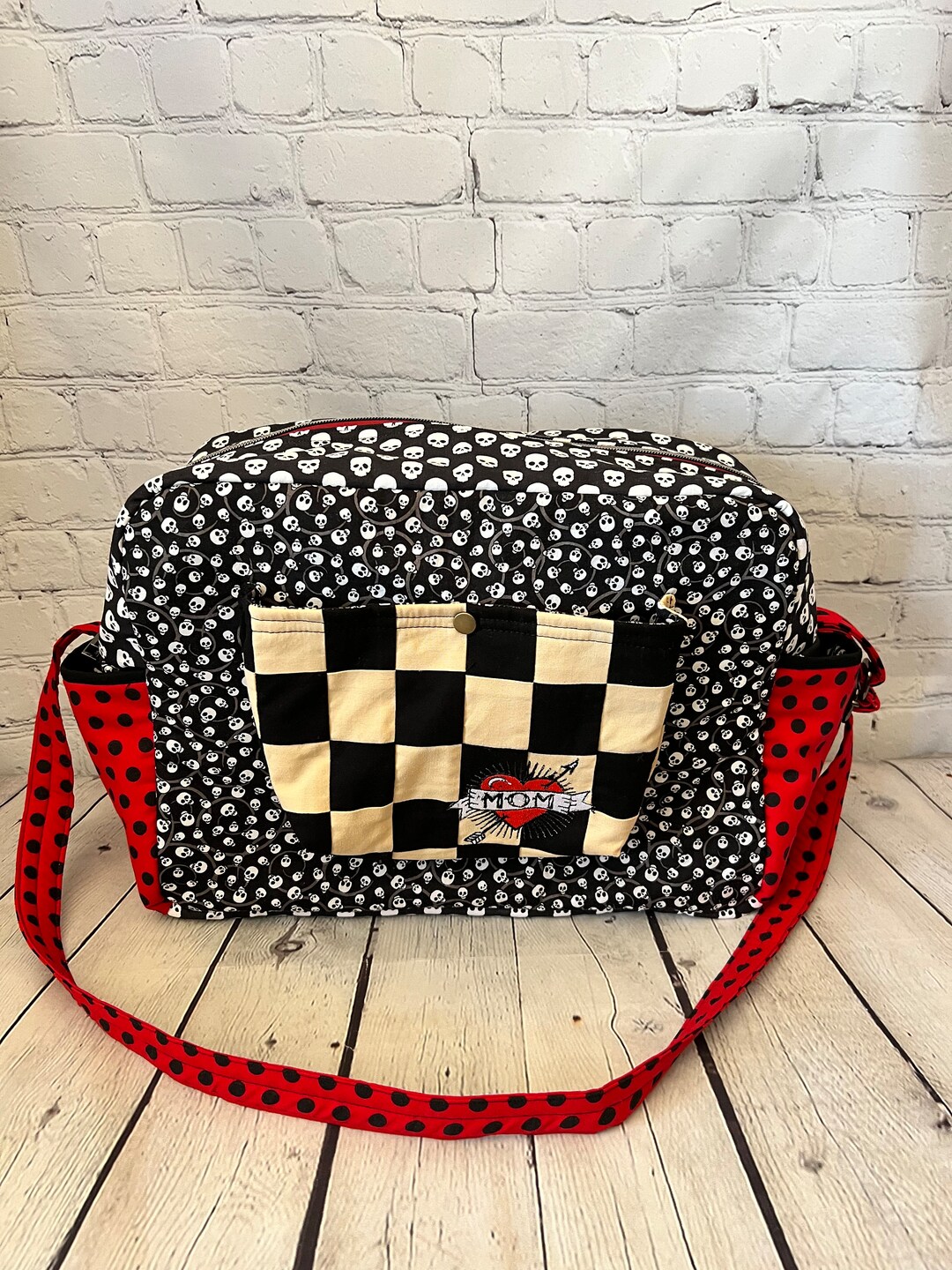 Tattoo Baby Diaper Bag Pin up Rockabilly Skull Mom Heart Checker - Etsy