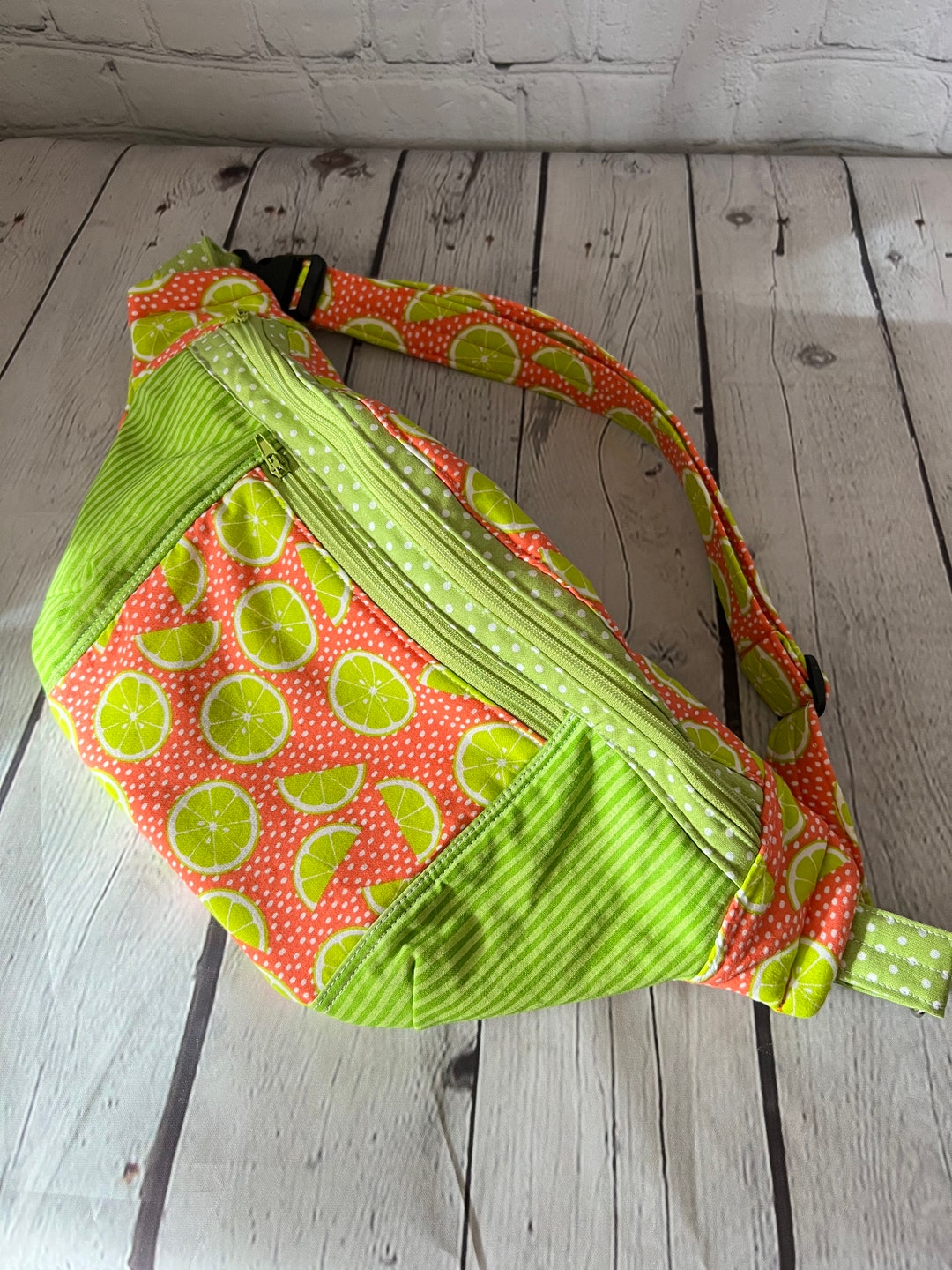 Lime Fanny Pack Hip Bag Spring Citrus Fruit Stripe Polka Dot Pockets - Etsy