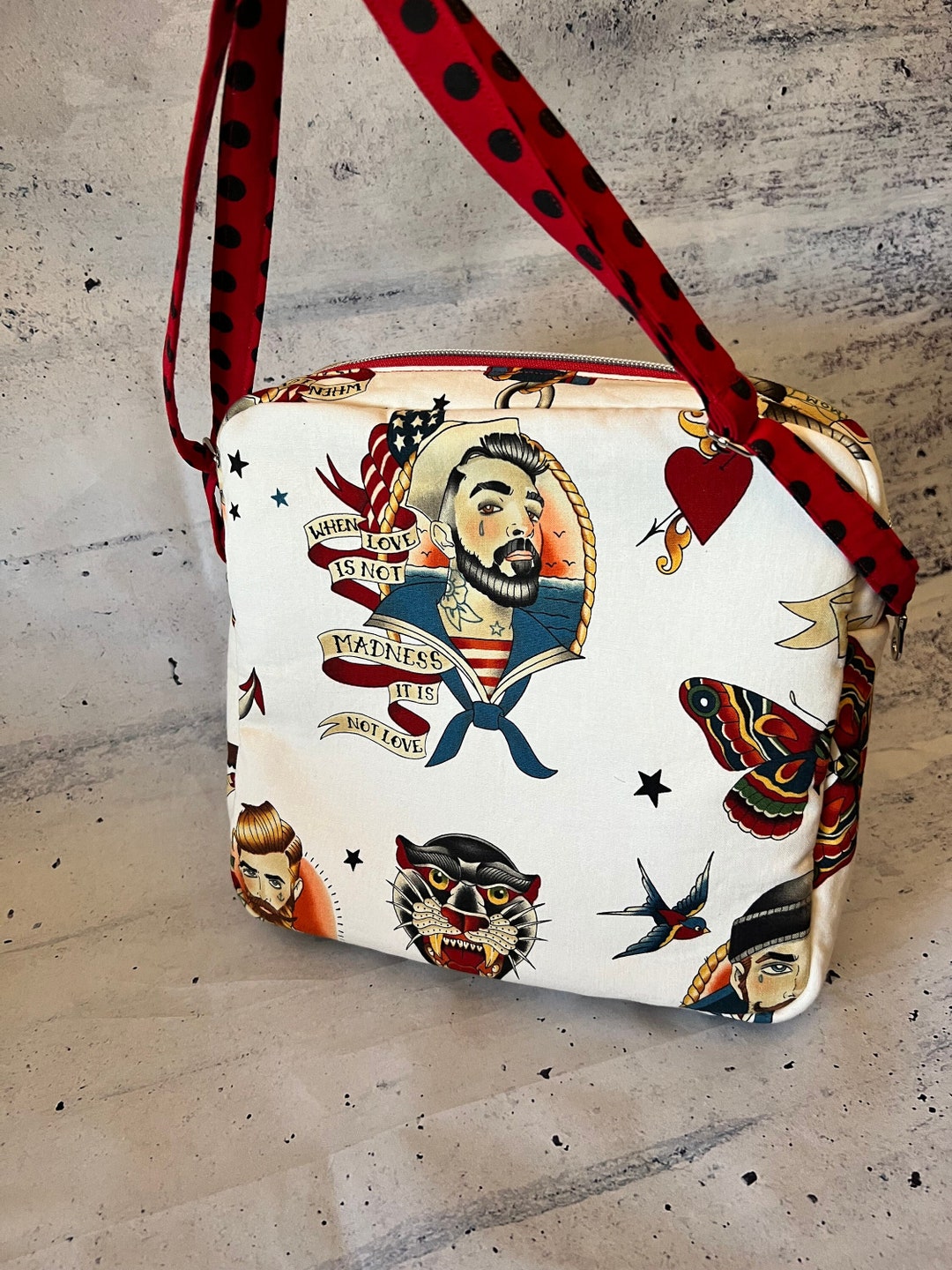 Tattoo Crossbody Bag Shoulder Purse Panther Sparrow Heart Butterfly ...