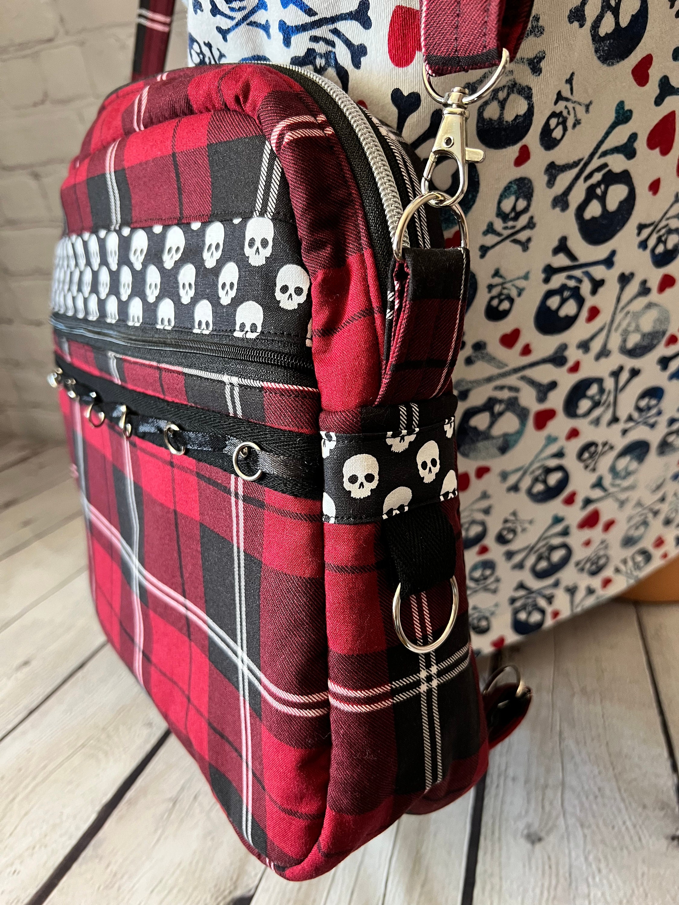 Punk Plaid Convertible Backpack Purse Shoulder Crossbody Bag - Etsy