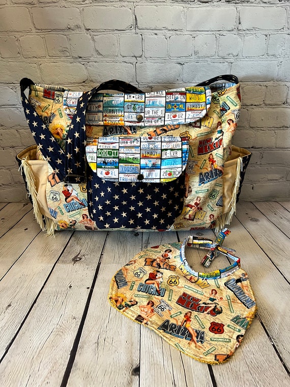 Route 66 Baby Diaper Bag Pin up Girls States Map Baby Shower - Etsy