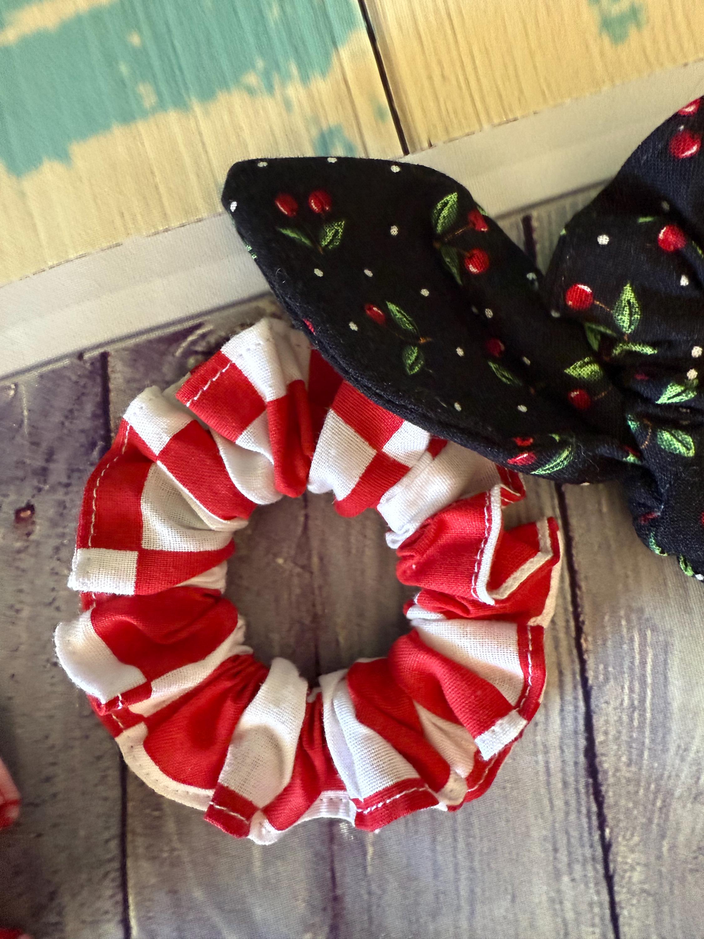 Cherry Hair Scrunchie Set: Polka Dot Rockabilly Ponytail Holders - Etsy