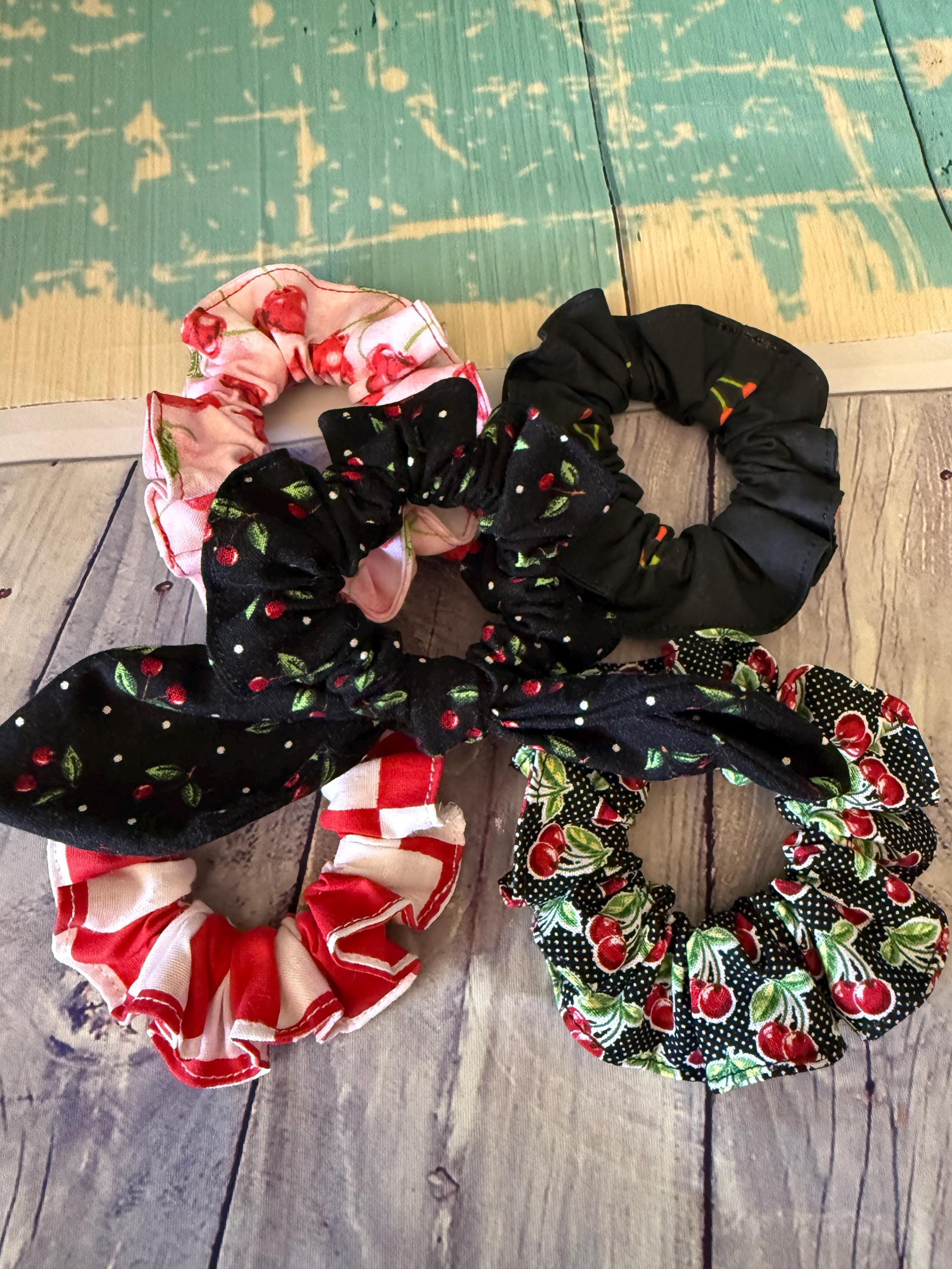 Cherry Hair Scrunchie Set: Polka Dot Rockabilly Ponytail Holders - Etsy