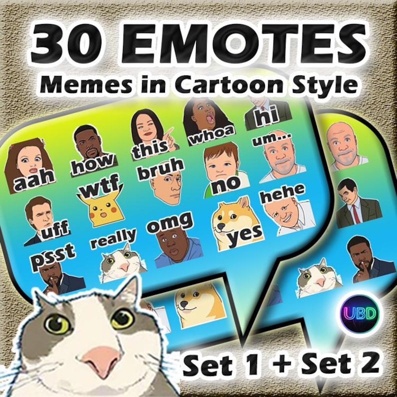 30 Funny Cartoon Meme Twitch Emotes / Reaction Faces – Streamer ...