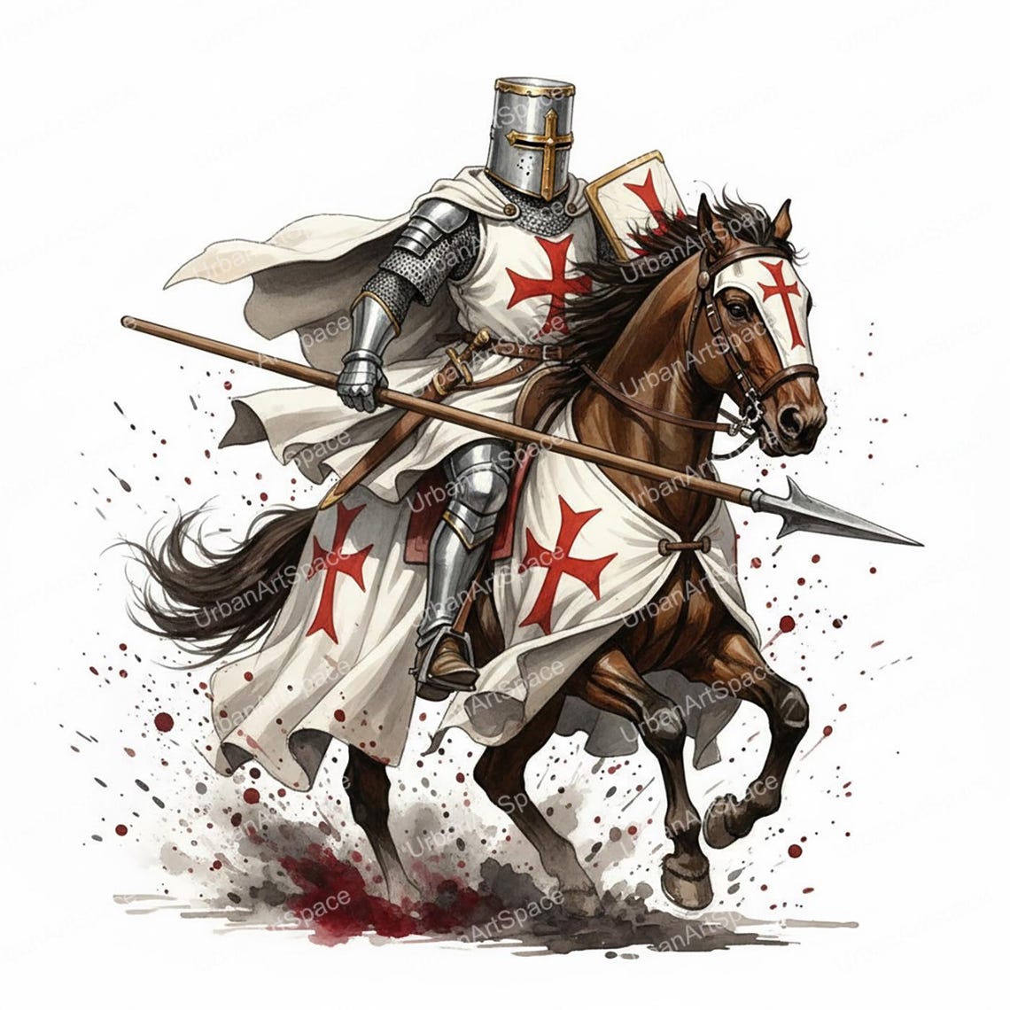 16 Knight Crusader Clipart , Printable Watercolor Clipart, High Quality ...