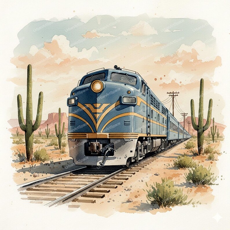 10 Diesel Train Clipart,printable Watercolor Clipart, High Quality Jpgs ...
