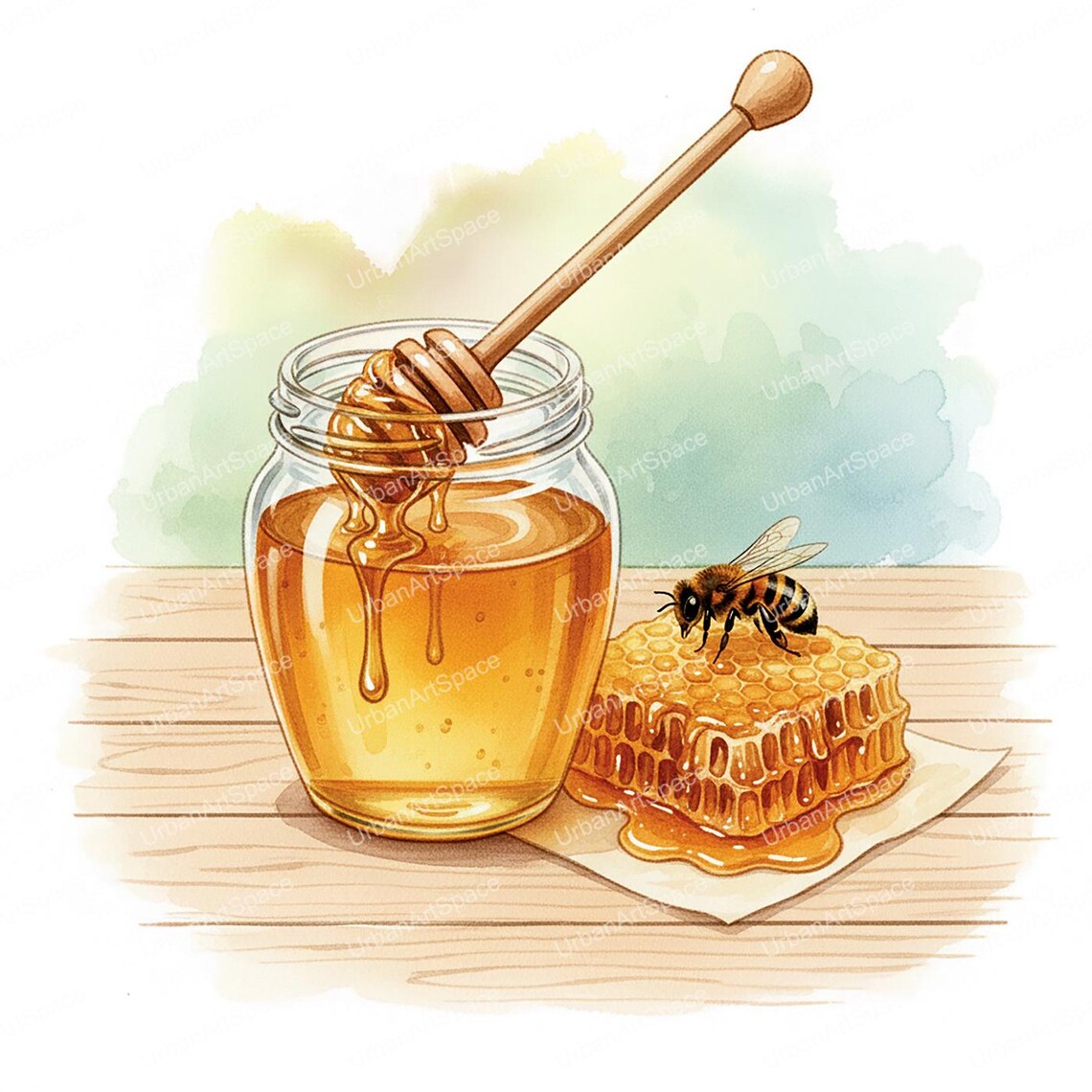 10 Honey Clipart, Printable Watercolor Clipart, High Quality Jpgs/png ...