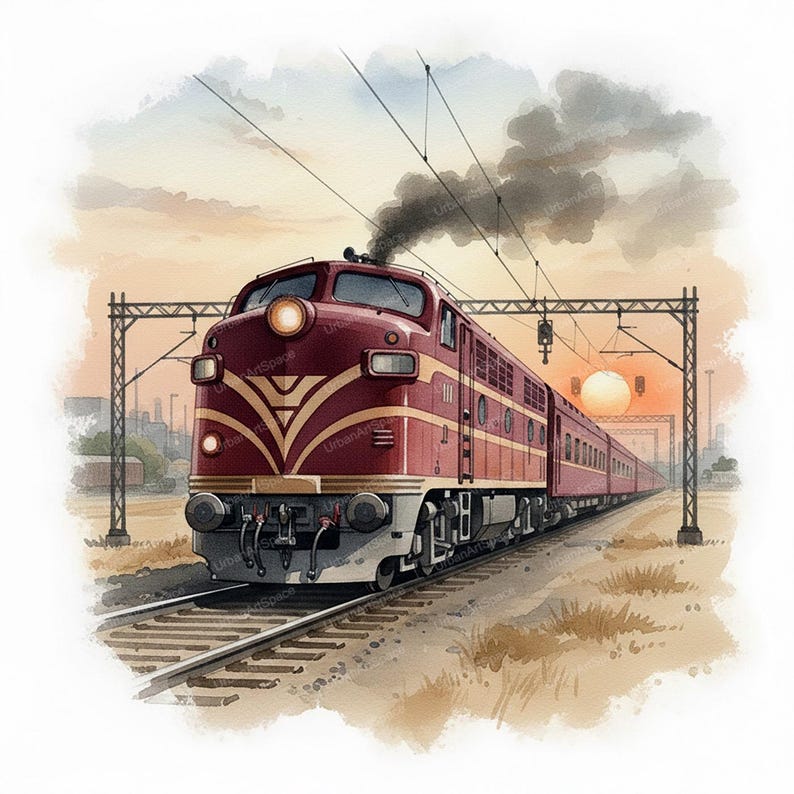 10 Diesel Train Clipart,printable Watercolor Clipart, High Quality Jpgs ...