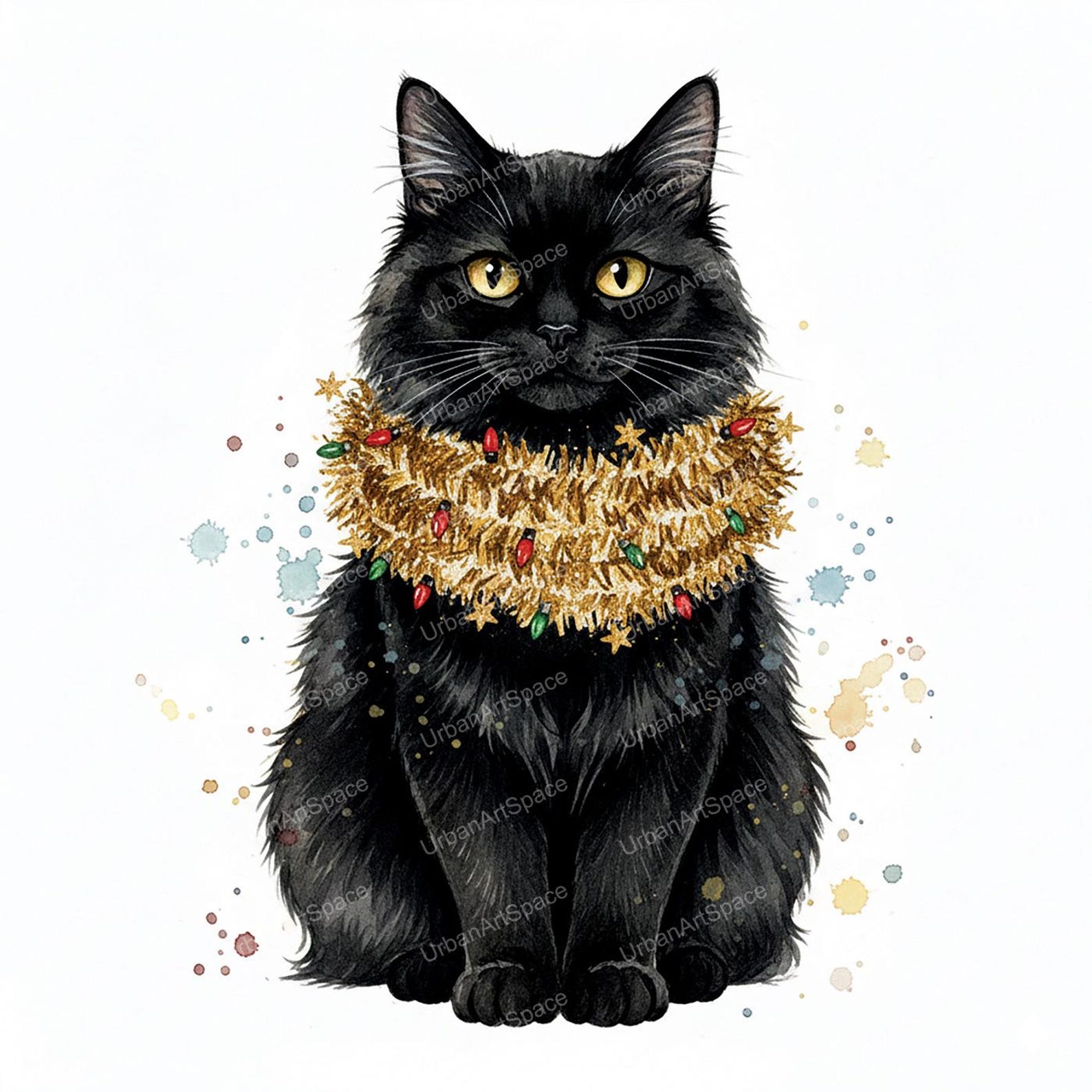 15 Christmas Cat Clipart, Printable Watercolor Clipart, High Quality ...