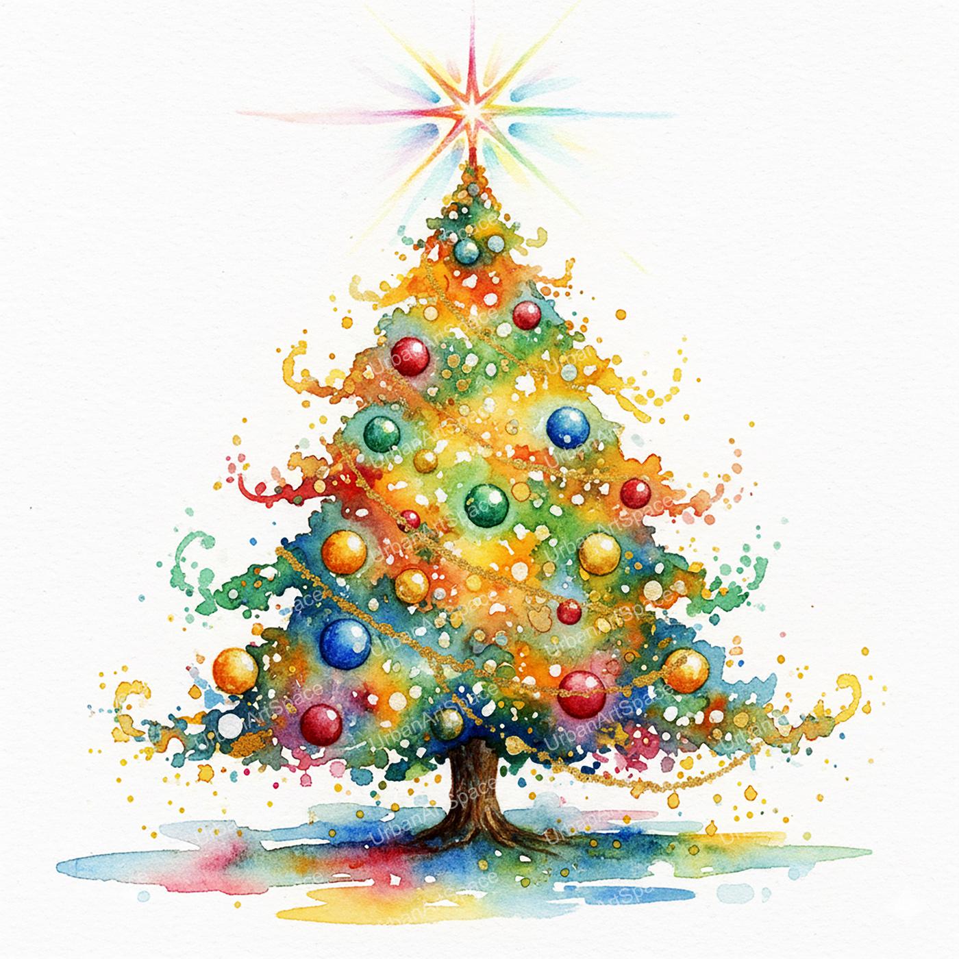 12 Christmas Tree Clipart, Printable Watercolor Clipart,digital ...