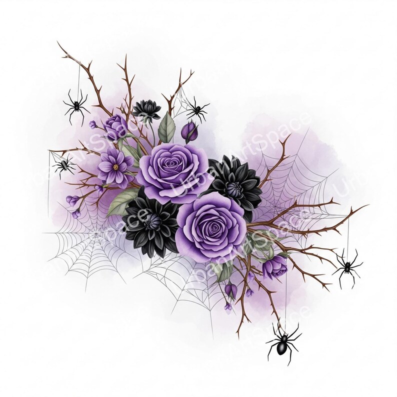 Halloween Flower Clipart: Autumn Watercolor Bouquet (digital Download ...