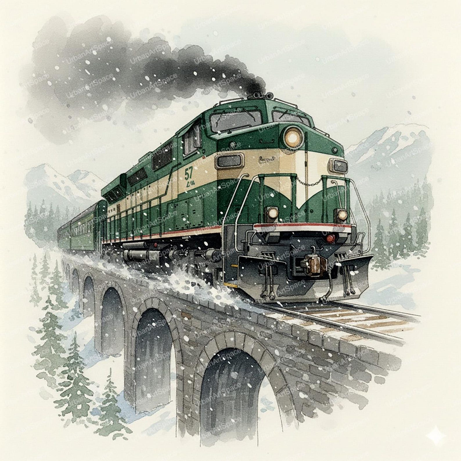 10 Diesel Train Clipart,printable Watercolor Clipart, High Quality Jpgs ...