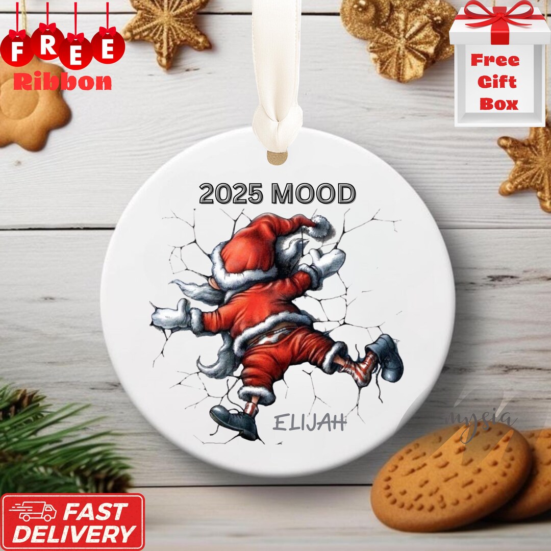 Personalized Santa Crash Ornament 2025: Funny Christmas Tree Decoration ...