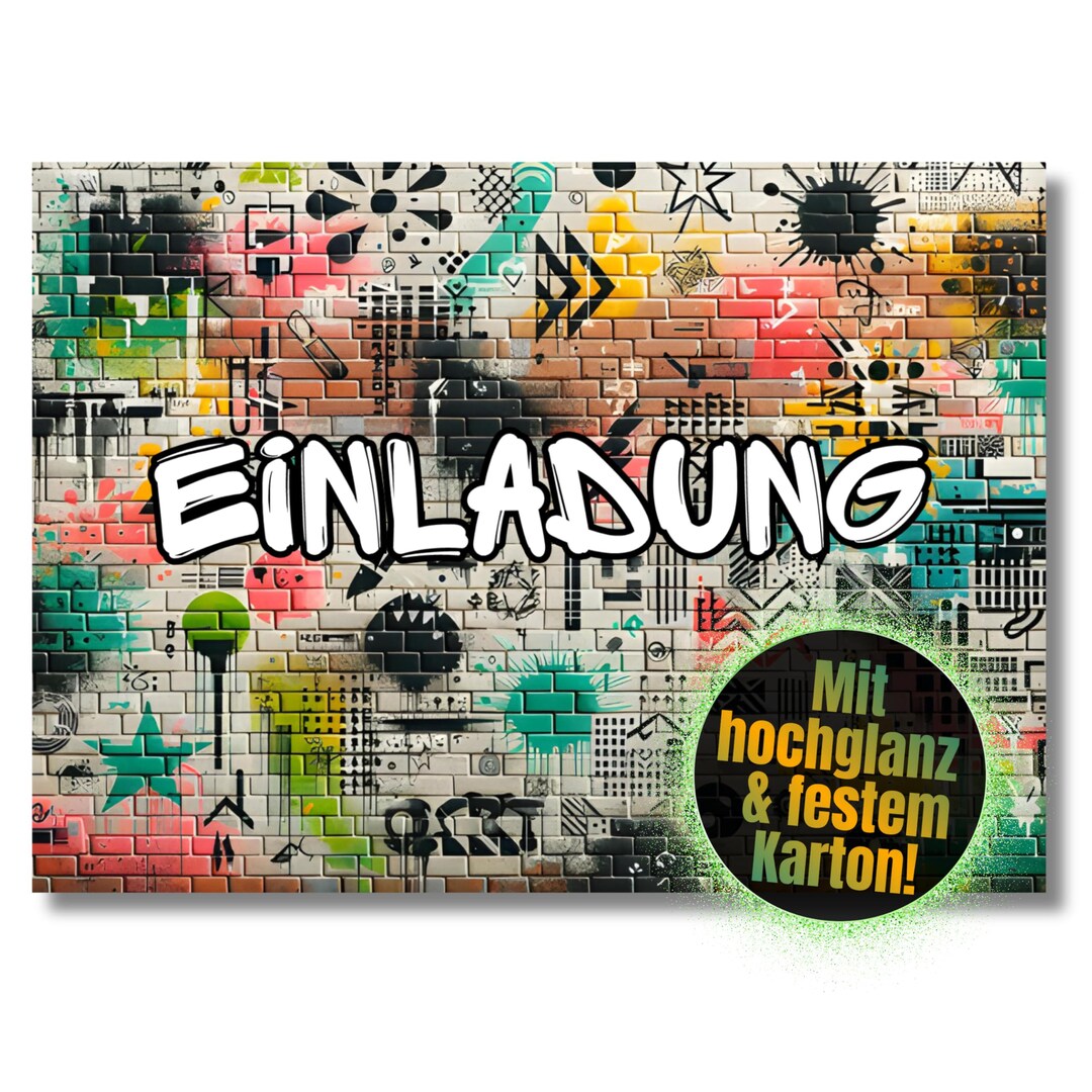 Graffiti-themed Birthday Party Invitations for Boys and Girls - 12 ...