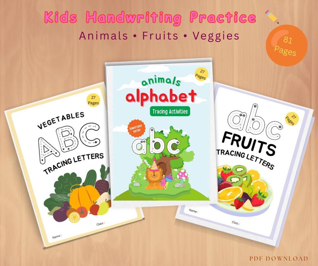 Preschool Alphabet Tracing Book: Animals, Fruits, Veggies ...