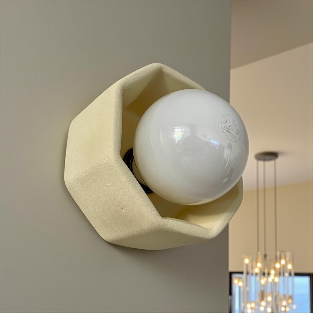 Handcrafted Plaster Wall Lamp: Modern Flush Mount Ivory Wall Sconce - Etsy