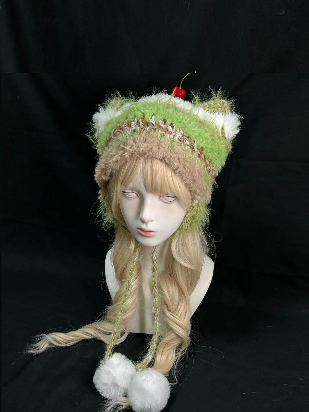 Spring Crochet Cat Ear Beanie: Handcrafted Kawaii Cosplay Hood - Etsy