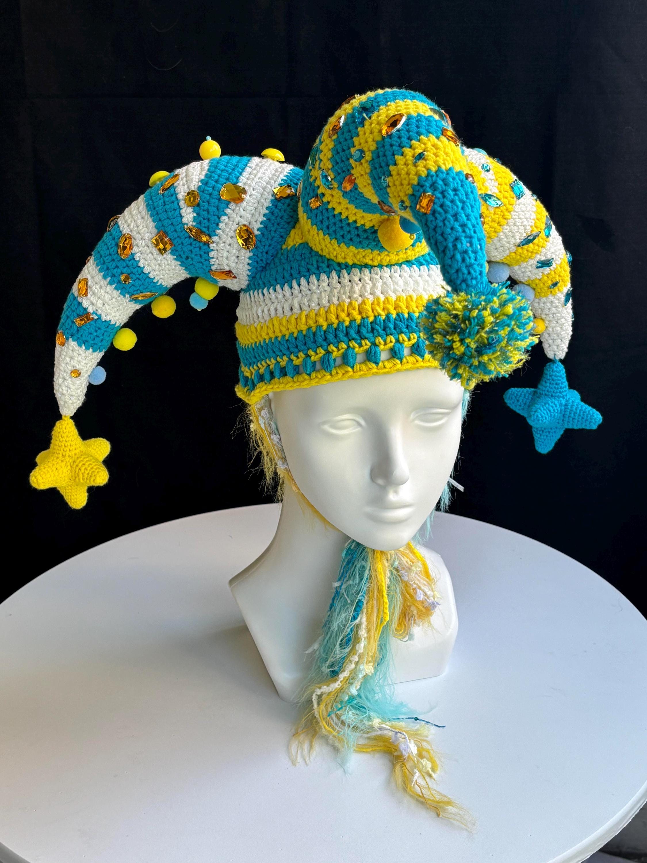 Handmade Crochet Jester Hat – Cosplay Circus Clown Beanie, Festival ...