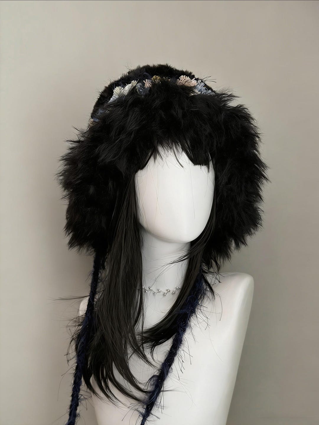 Hand-blended Black Crochet Hood — Soft Cozy Winter Hooded Cowl With ...