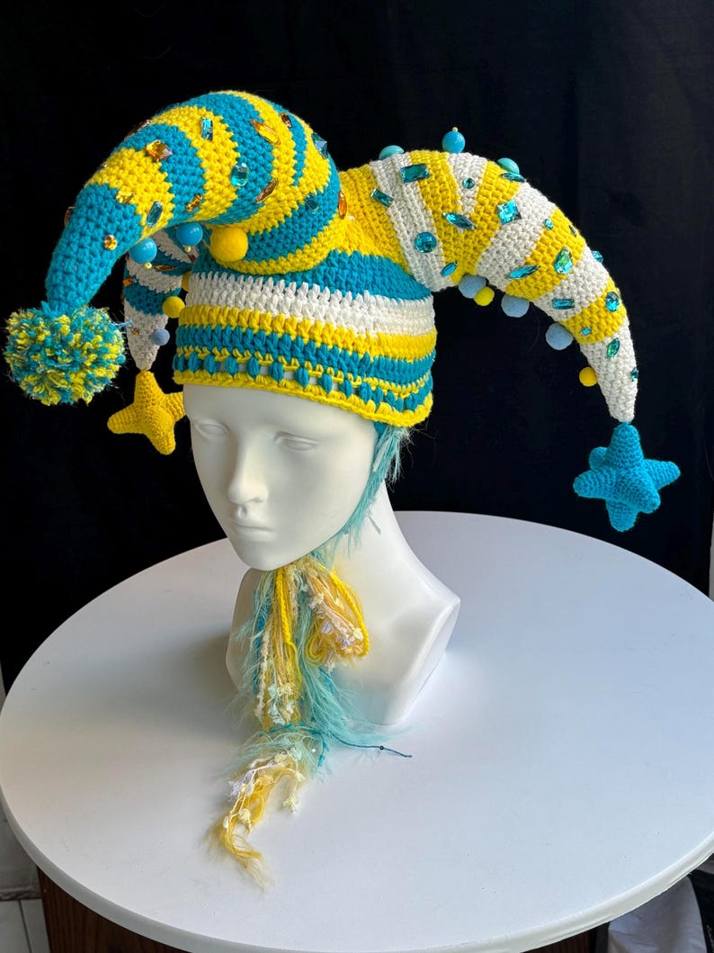 Handmade Crochet Jester Hat – Cosplay Circus Clown Beanie, Festival ...