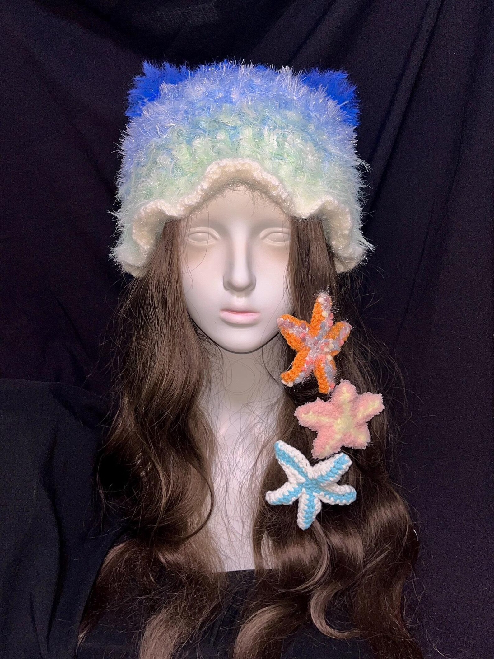 Crochet Cat Ear Hat | Ocean Ombre Seashell Beanie Festival Gift ...