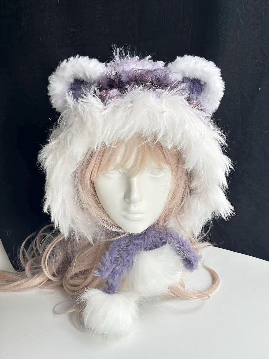 Polar Bear Ear Hat | Soft Fluffy Kawaii Animal Ear Winter Beanie Gift ...