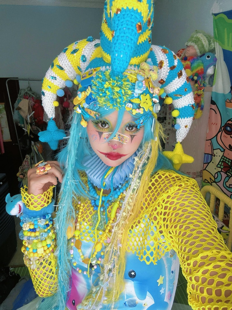 Handmade Crochet Jester Hat – Cosplay Circus Clown Beanie, Festival ...
