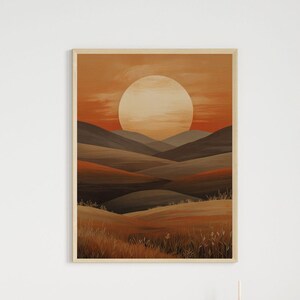 Boho Desert, Sunrise Wall Art in Terracotta Colors, Boho Artwork in ...