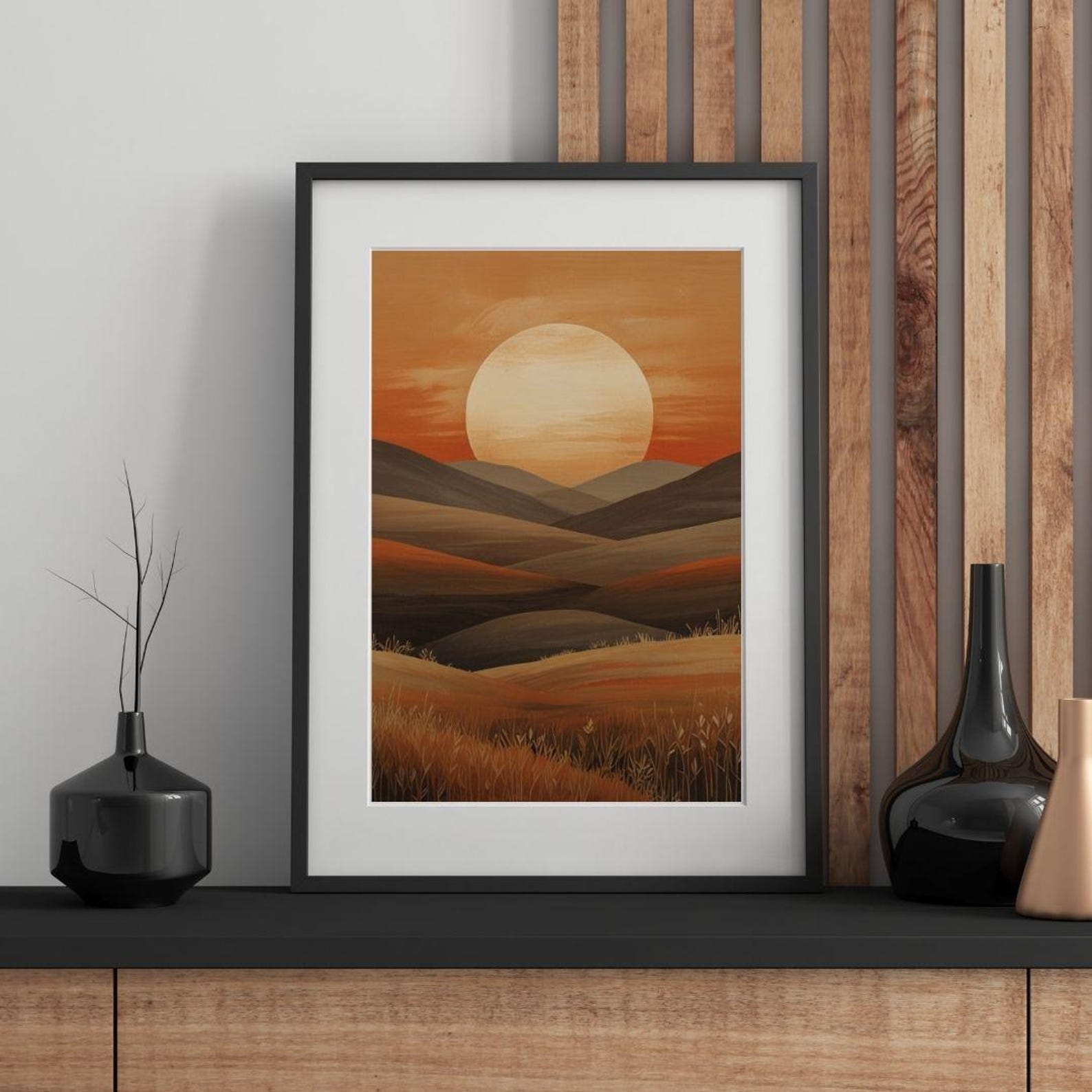 Boho Desert, Sunrise Wall Art in Terracotta Colors, Boho Artwork in ...
