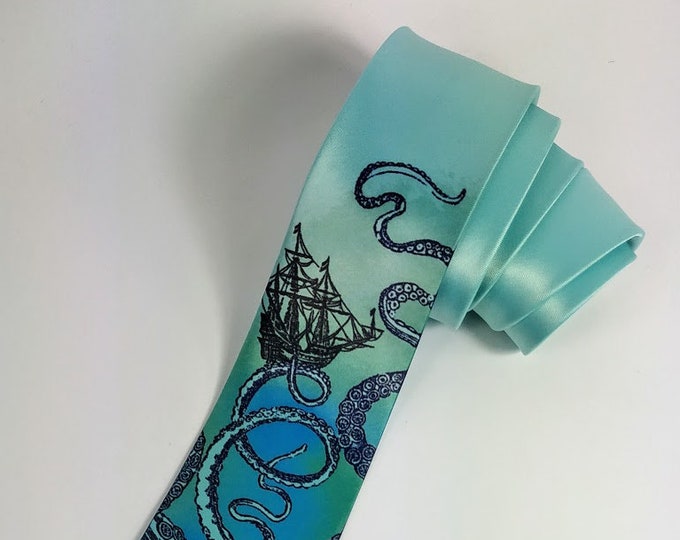 Call of the Cthulhu on Mens Tie. Dark Sea Octopus Monster Tie Inspired ...