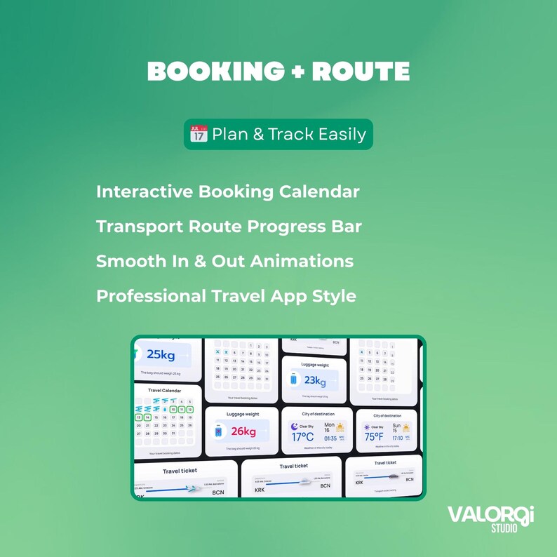Animated Travel UI Pack | After Effects Counters, Calendar, Widgets (4K ...