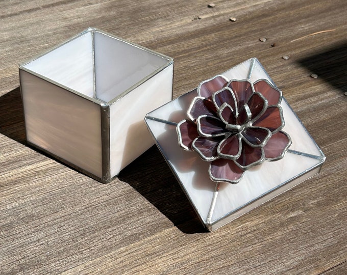 Flower-top Gift Box - Stained Glass Box, Pink/red - Etsy