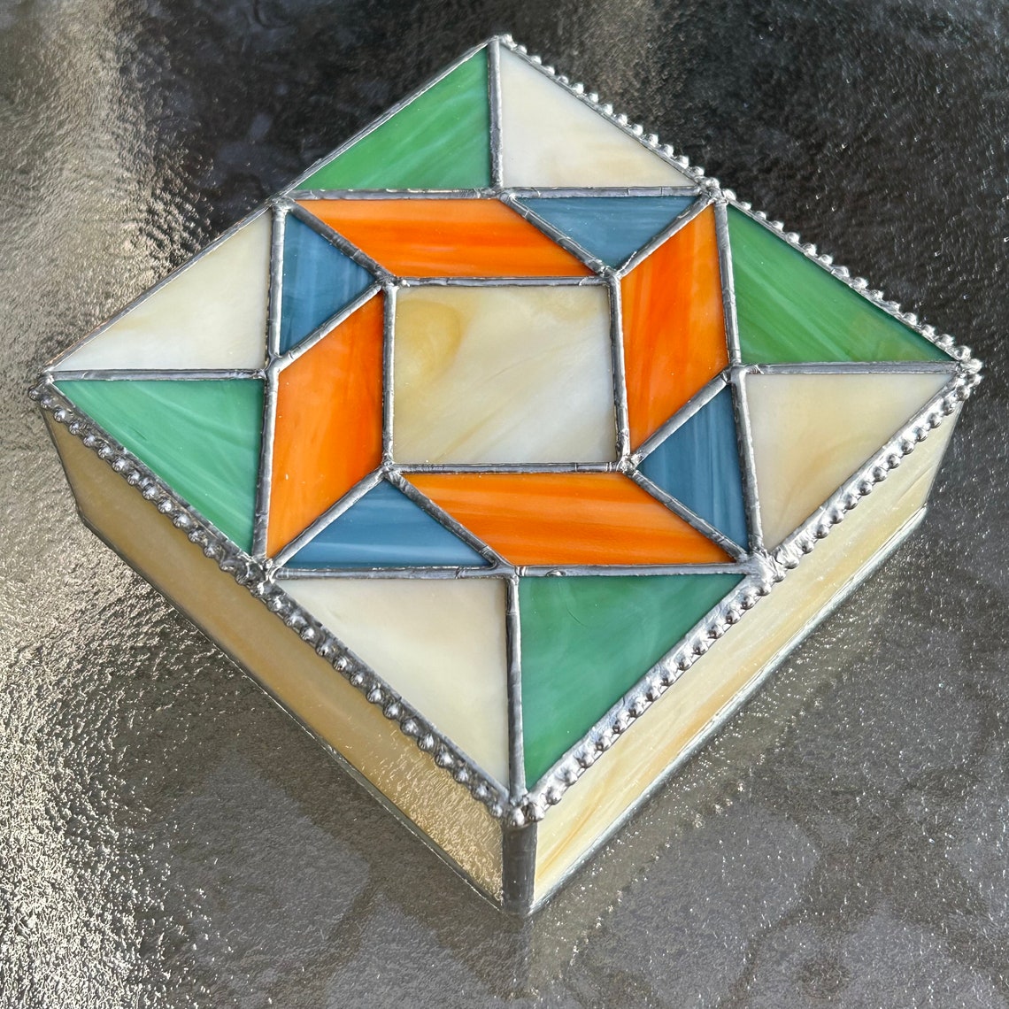 Quilt Block Stained Glass Jewelry Box - Windblown Square - Etsy