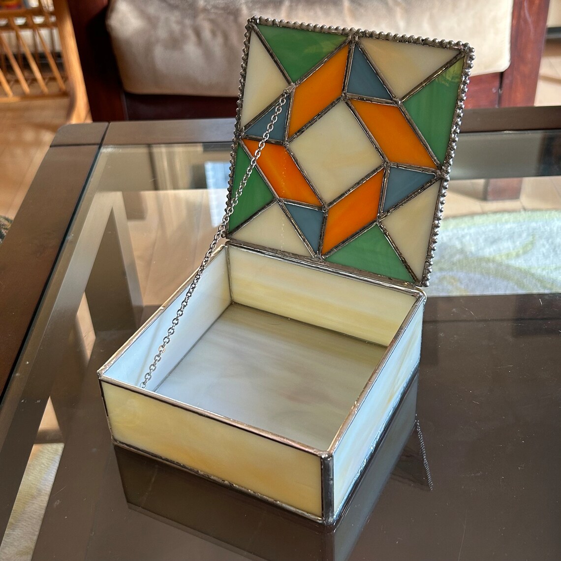 Quilt Block Stained Glass Jewelry Box - Windblown Square - Etsy