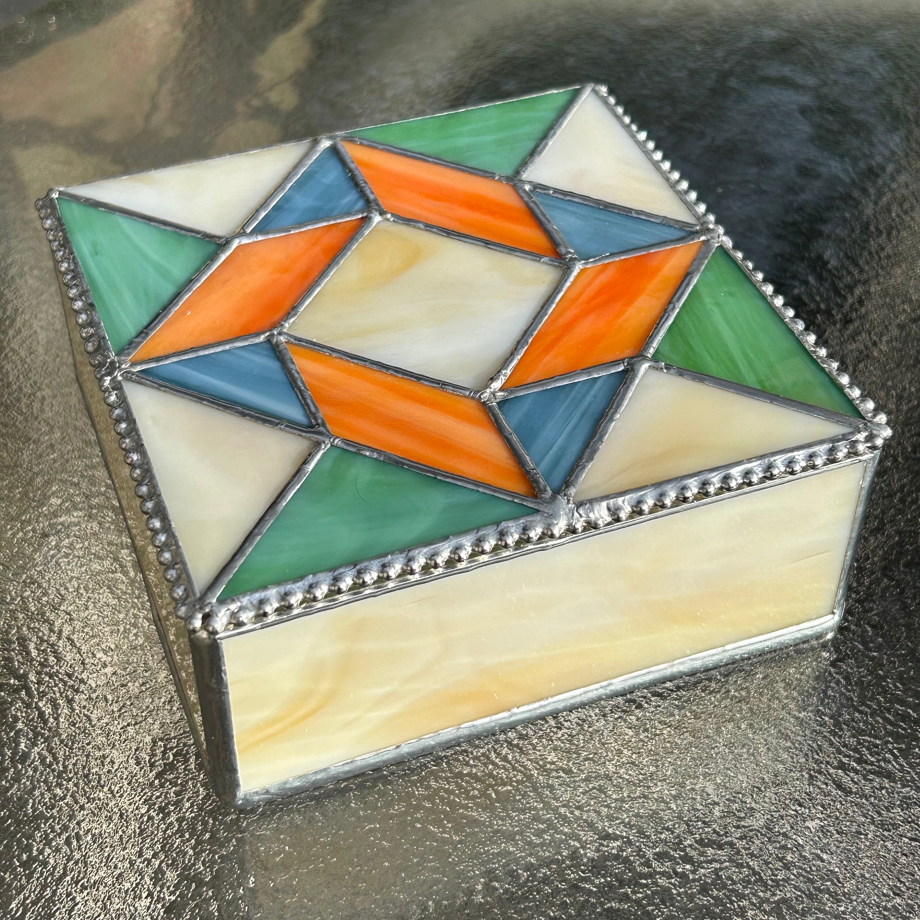 Quilt Block Stained Glass Jewelry Box - Windblown Square - Etsy